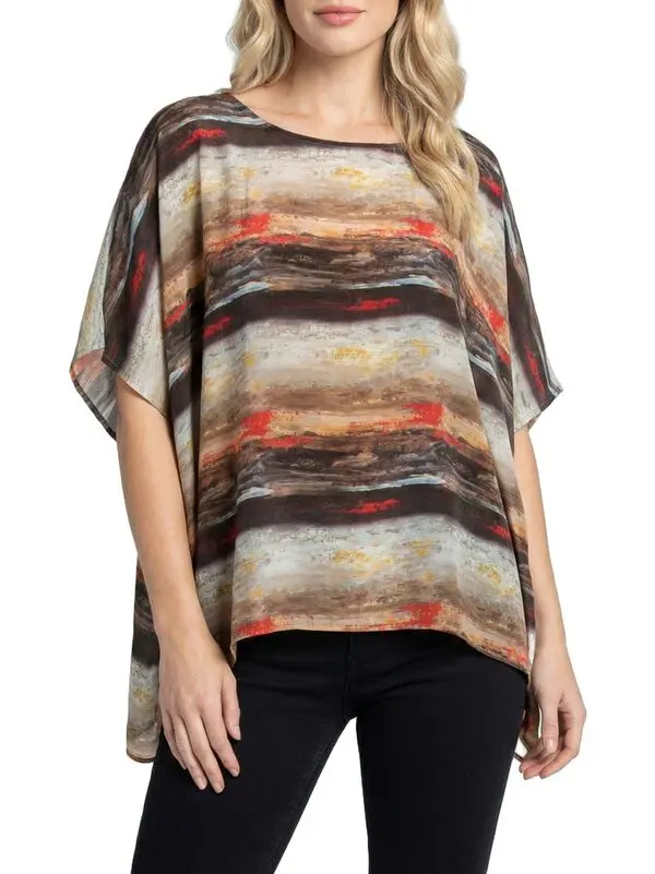 APNY Print Dolman Sleeve Top - Brown Multi