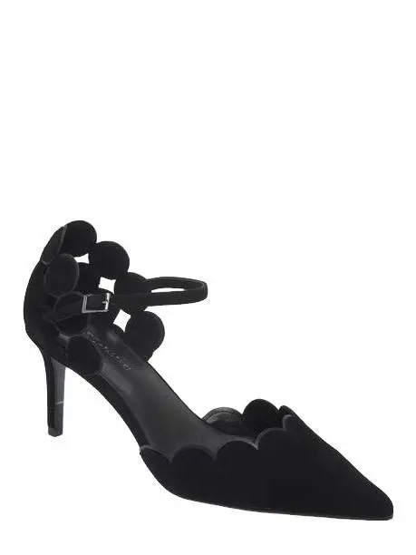 KOKO + PALENKI Ankle Strap Pointed Toe Pump - Black Suede