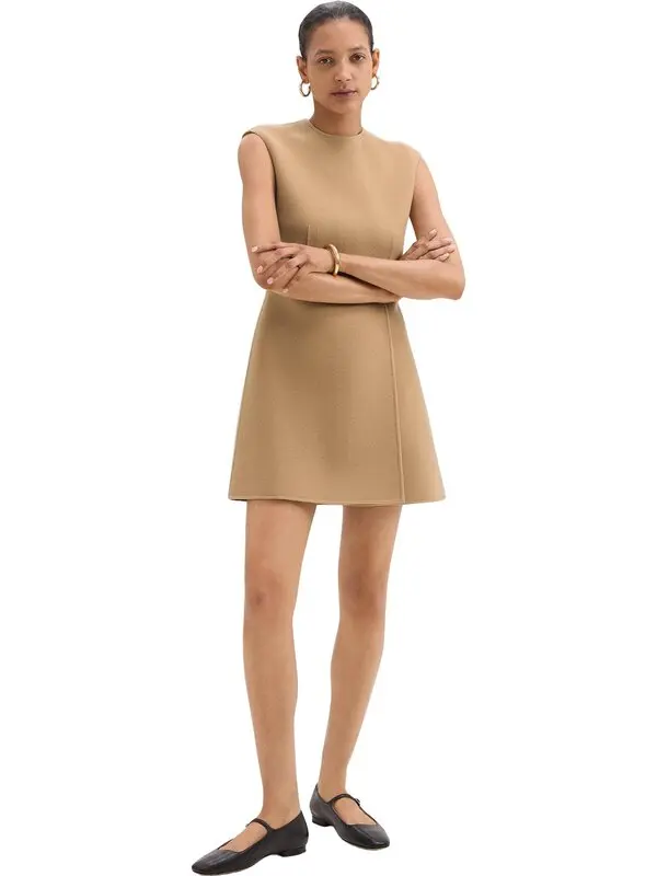 Theory Mini Wrap Dress In Double-face Wool-cashmere - New Camel