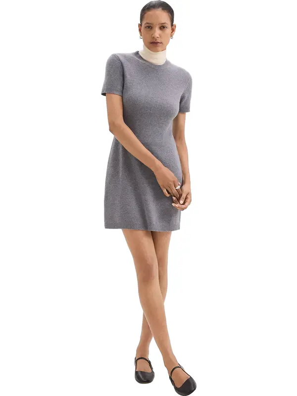 Theory Mini Felted Wool-cashmere Sweater Dress - Ash Melange