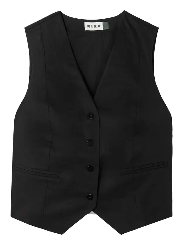 Rixo Norah Cotton And Linen-blend Vest - Black