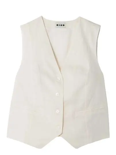Rixo Norah Cotton And Linen-blend Vest - Cream