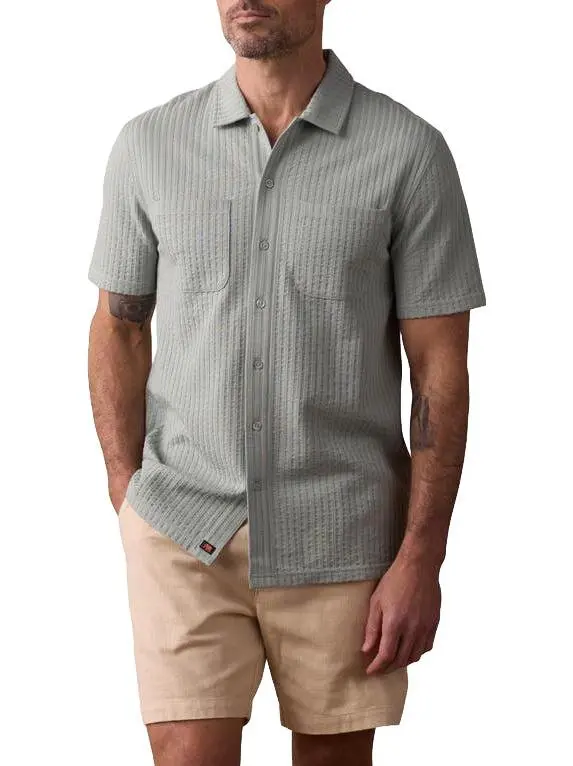 THE NORMAL BRAND Getaway Short Sleeve Knit Button-up Shirt - Juniper