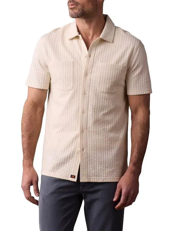 THE NORMAL BRAND Getaway Short Sleeve Knit Button-up Shirt - Stone