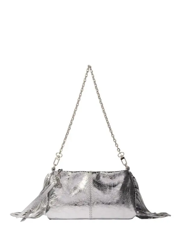 Maje Miss M Leather Clutch - Silver