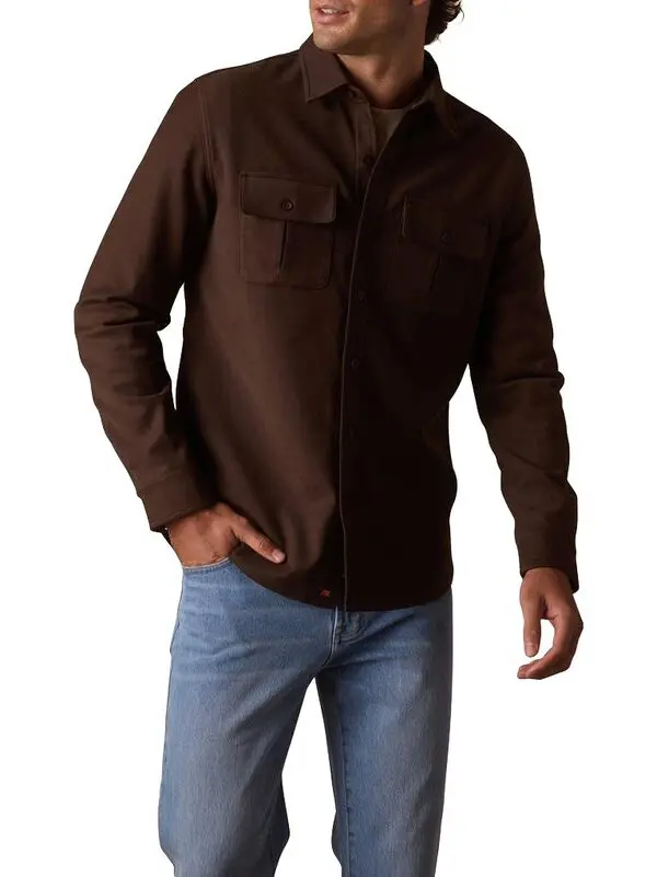 THE NORMAL BRAND Tailored Terry Shirt Jacket - Dark Brown