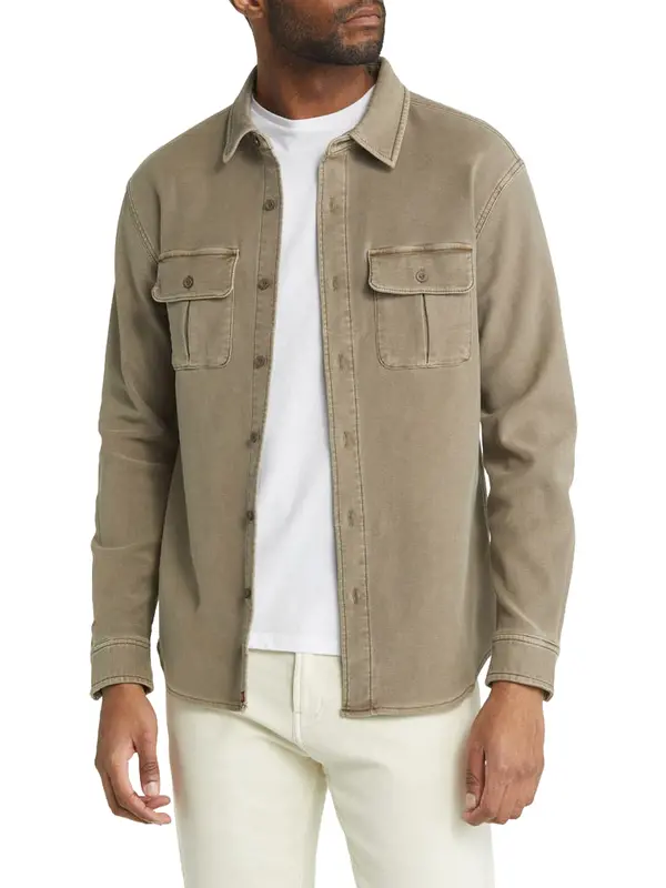 THE NORMAL BRAND Tailored Terry Shirt Jacket - Taupe