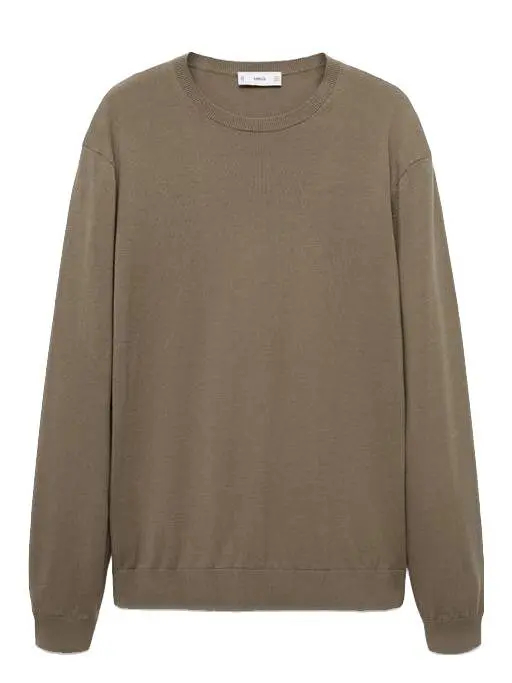 Mango Crewneck Cotton Sweater - Medium Brown
