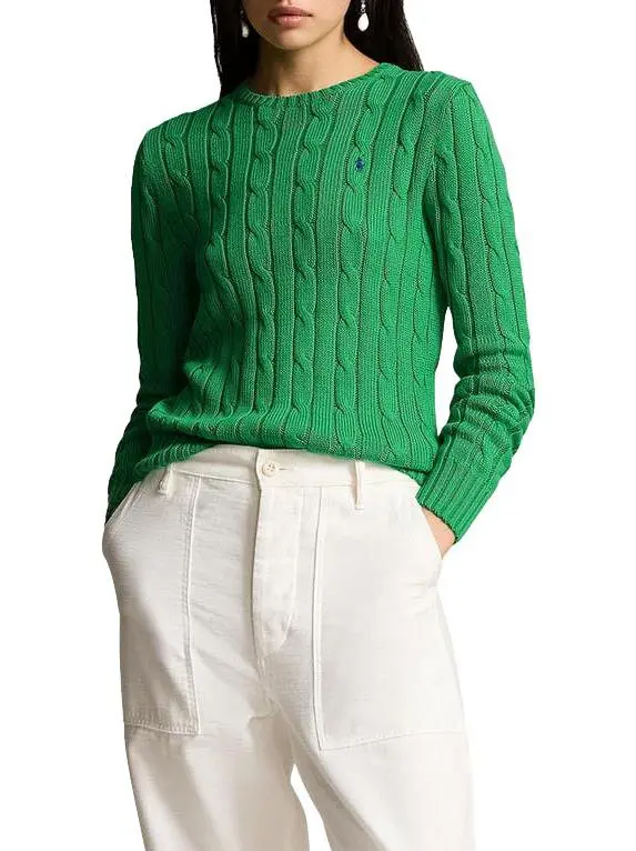 Polo Ralph Lauren Julianna Cotton Cable Knit Sweater - Preppy Green