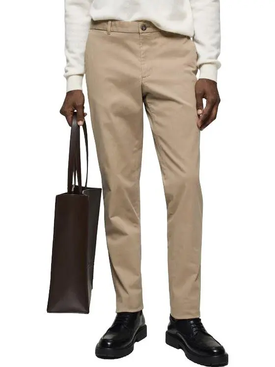 Mango Serge Slim Fit Chino Pants - Beige