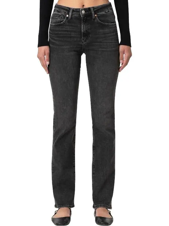 MAVI Kendra High Rise Straight Leg Jeans - Smoke Brushed Flex Blue