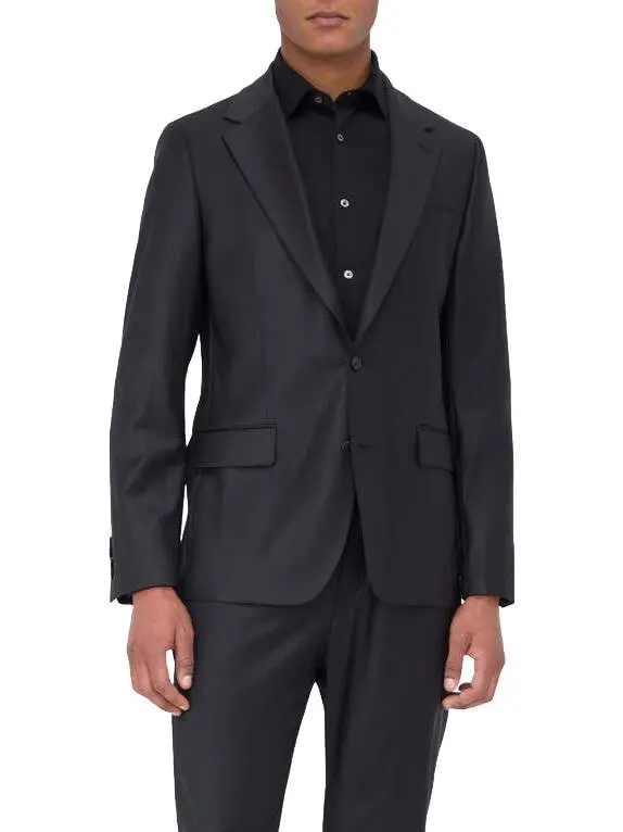 Bugatchi Solid Stretch Wool Travel Blazer - Black