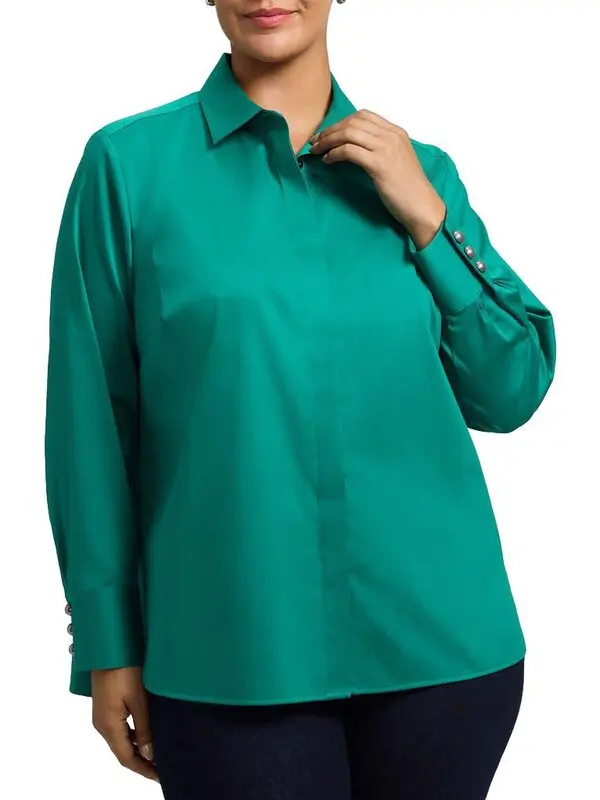 Foxcroft Pearly Bead Button-up Shirt - Emerald