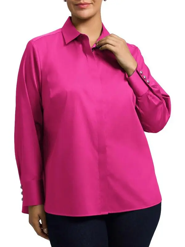 Foxcroft Pearly Bead Button-up Shirt - Pink Tourmaline