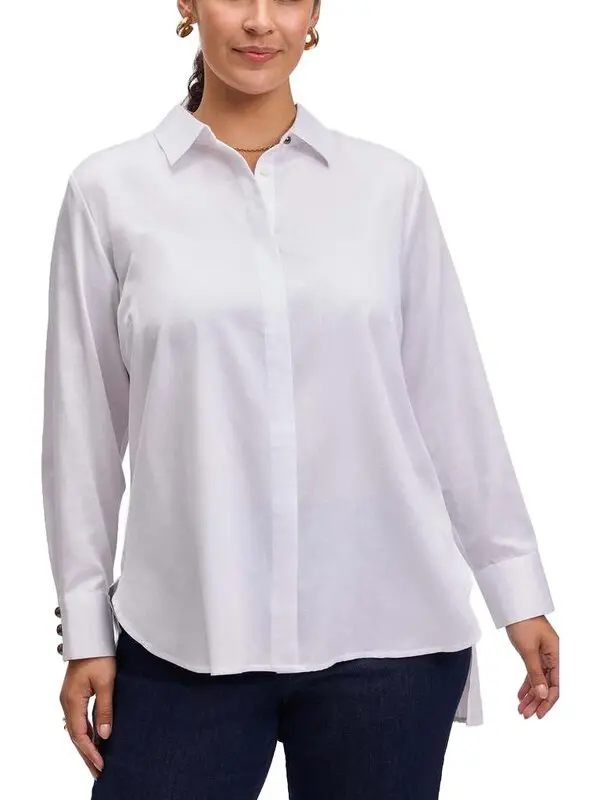 Foxcroft Pearly Bead Button-up Shirt - White