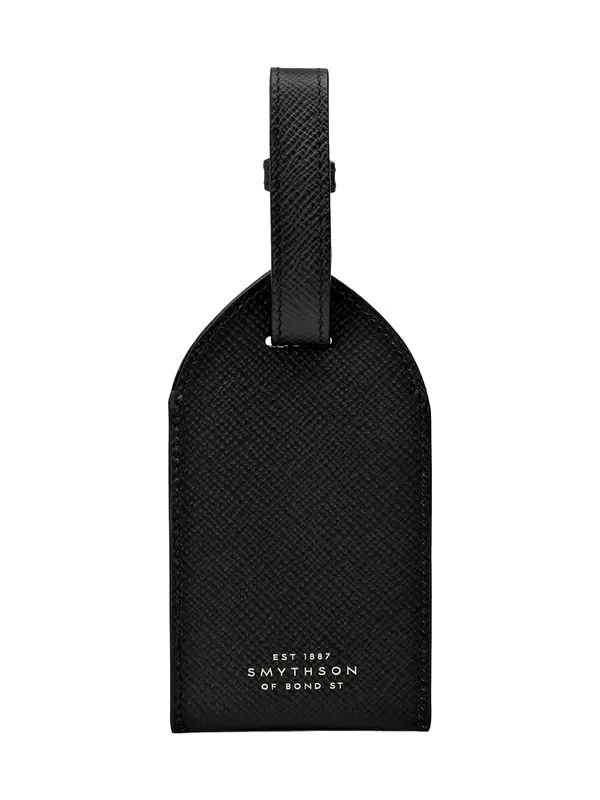 Smythson Panama Leather Luggage Tag - Black