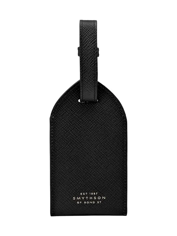 Smythson Panama Leather Luggage Tag - Black
