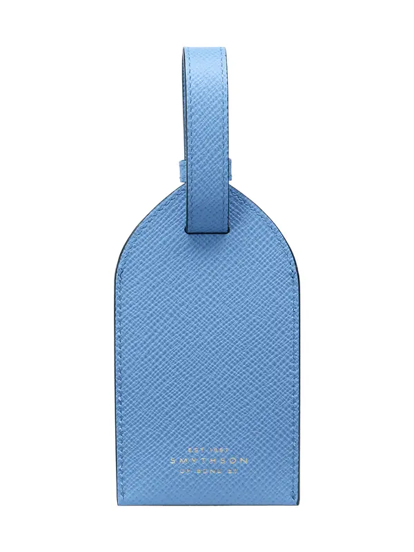 Smythson Panama Leather Luggage Tag - Blue