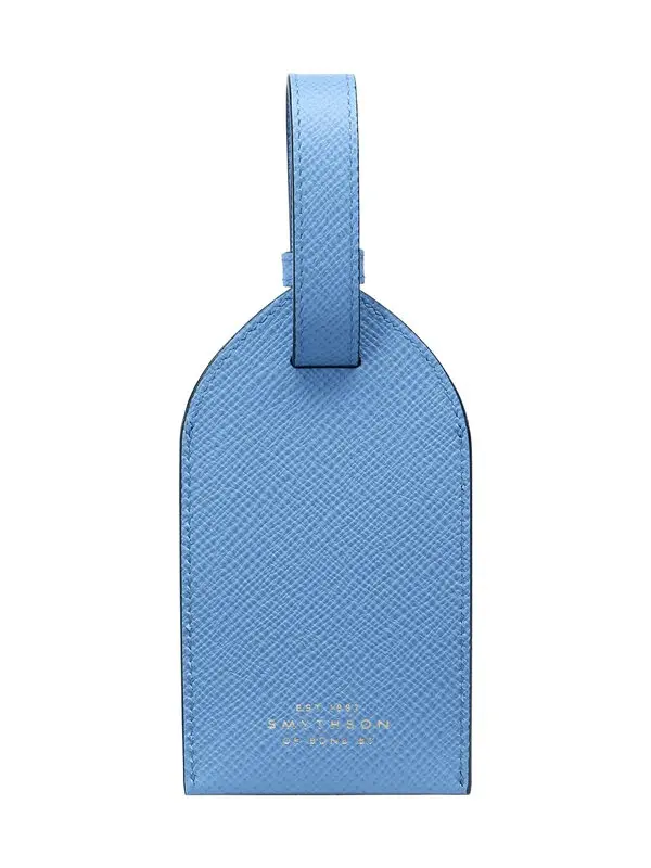 Smythson Panama Leather Luggage Tag - Blue