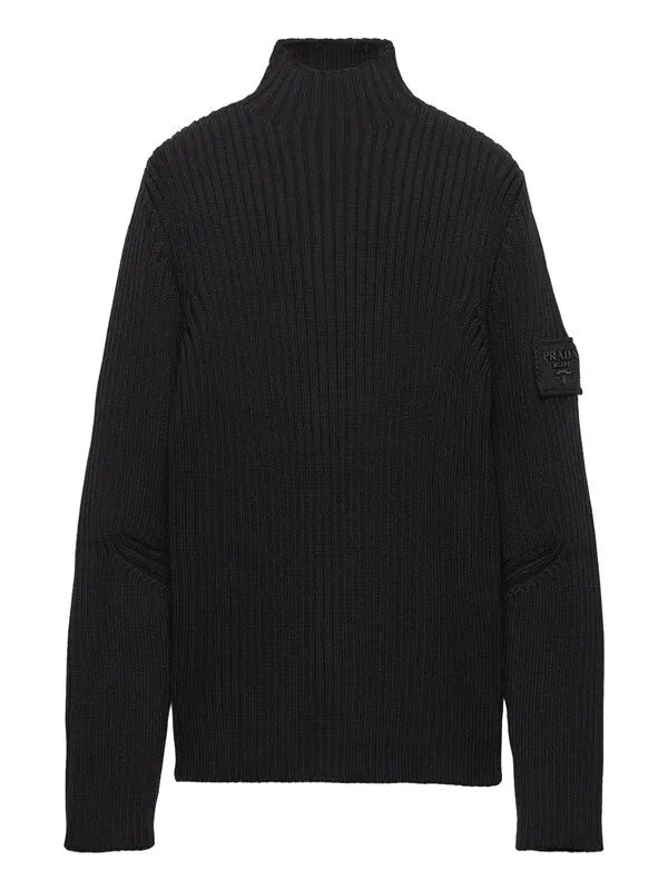 Prada Wool Mock Turtleneck Sweater - Black