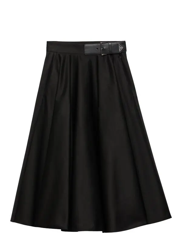 Prada Belted Midi Skirt - Black