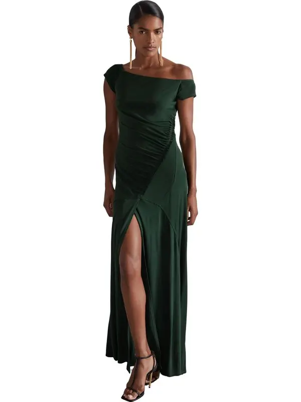 REISS Elliotte Atelier Gathered Maxi Dress - Green