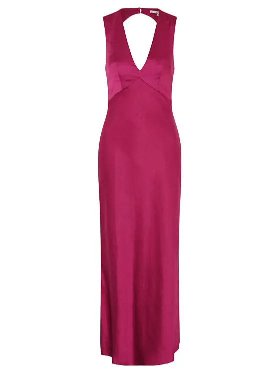 OMNES Nova Tie-back Satin Maxi Dress - Magenta