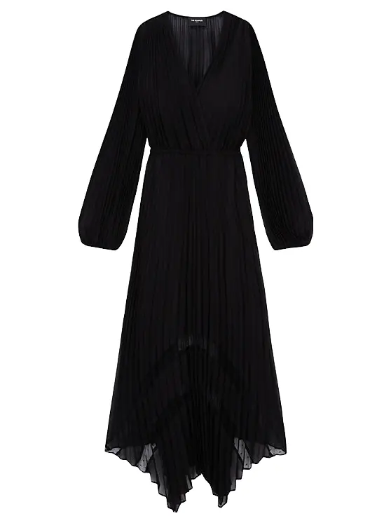 The Kooples Lace-panel Pleated Maxi Dress - Black