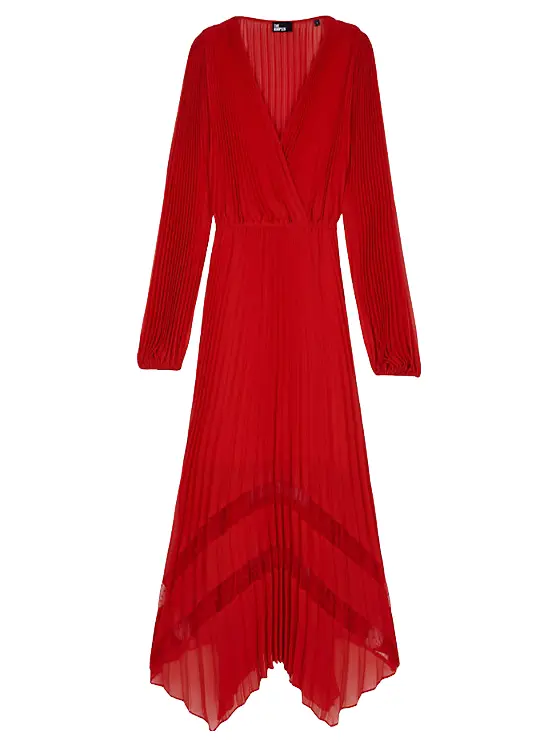 The Kooples Pleated Woven Maxi Dress - Red