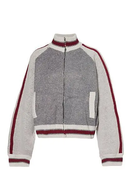 JADED LONDON Team 85 Relaxed-fit Knitted Bomber Jacket - Grey