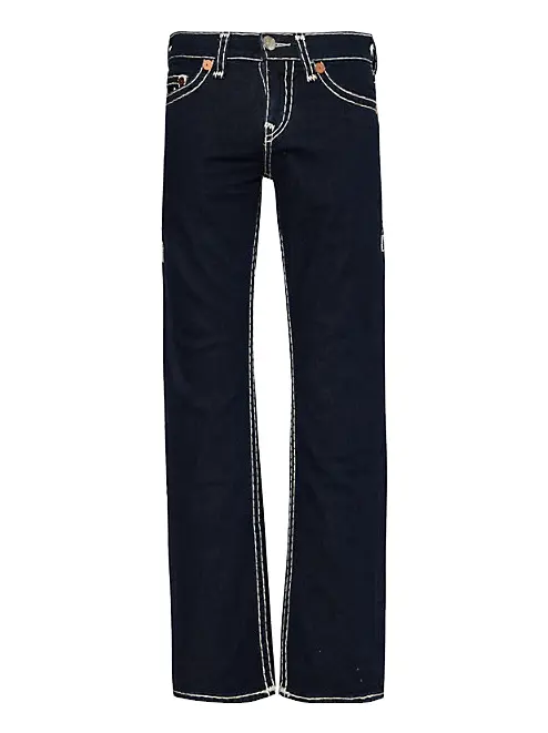 True Religion Ricky Flap Super T Exposed-stitching Slim-fit Straight-leg Stretch-denim Jeans - Rins Indigo