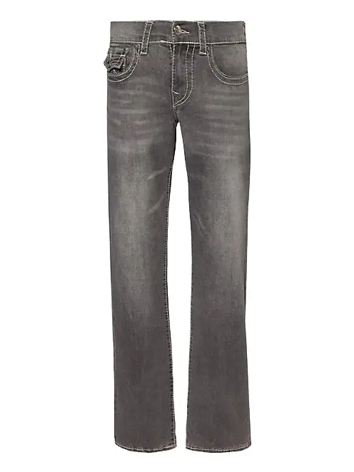 True Religion Ricky Big T Flap Straight-leg Jeans - Chalk Grey Wash