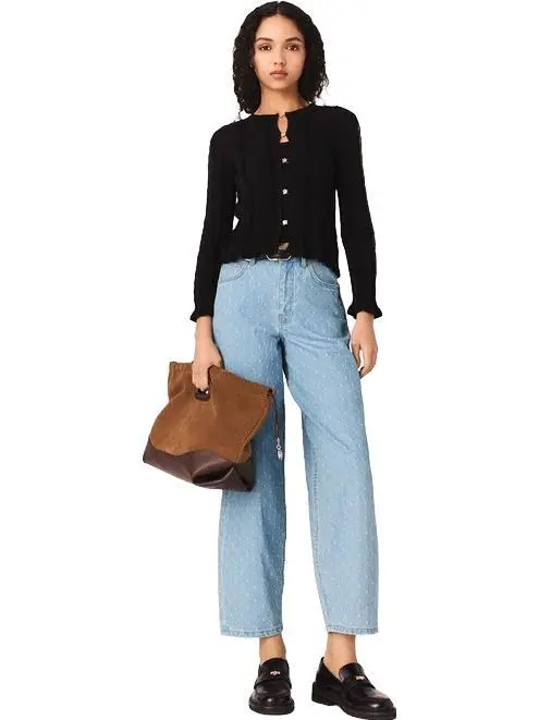 Maje 2-in-1 Striped Cardigan - Black