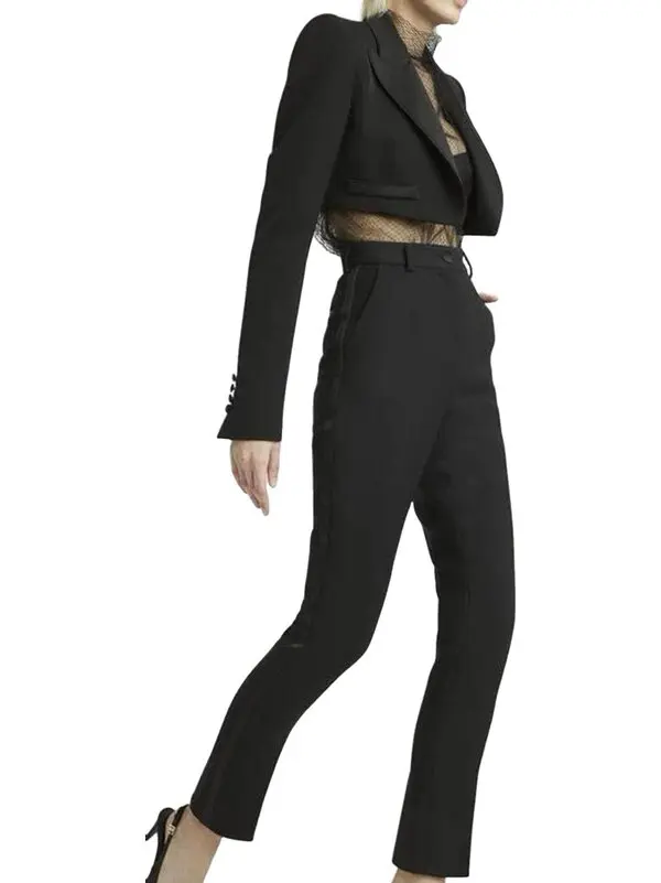 Dolce & Gabbana Straight-leg Ankle Tuxedo Trousers - Black
