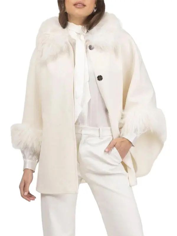 Gorski Wool & Lamb Cape - Ivory