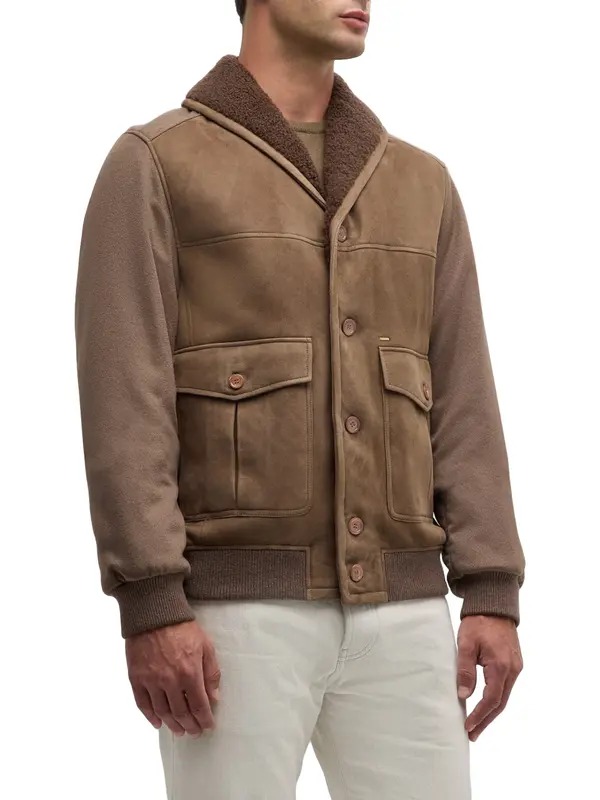 Stefano Ricci Shearling-lined Bomber Jacket - Beige