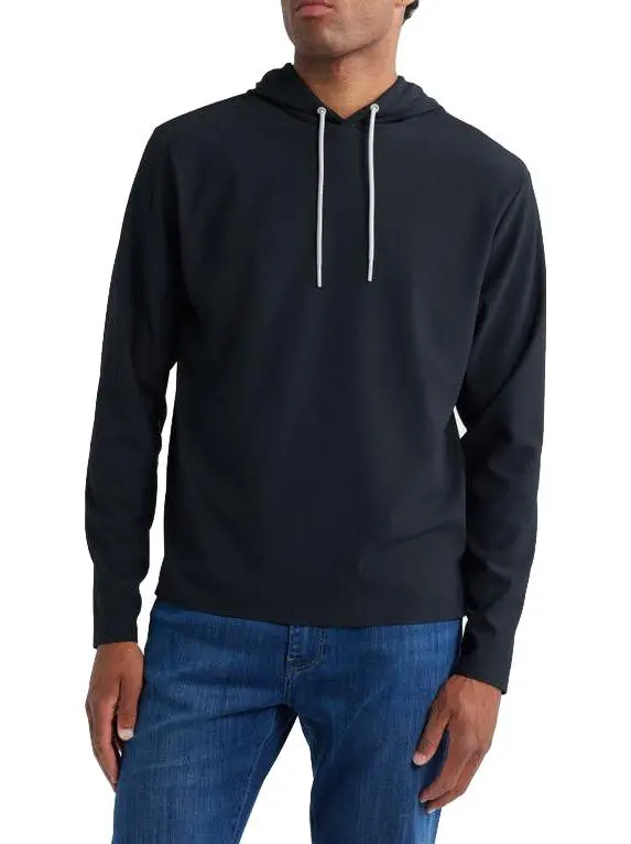 Johnnie-o Hoppin Ribbed Stretch Hooded Pullover - Black