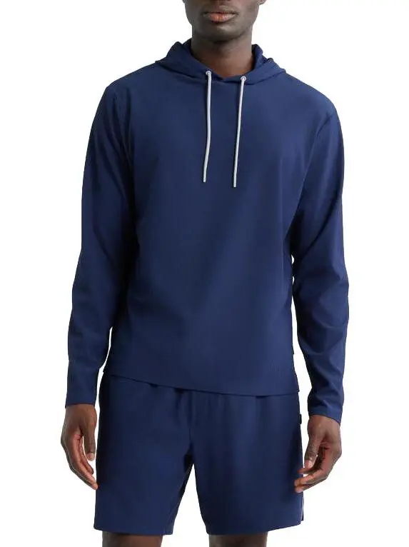 Johnnie-o Hoppin Ribbed Stretch Hooded Pullover - Navy