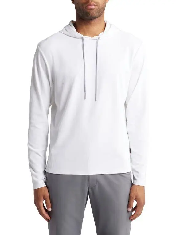 Johnnie-o Hoppin Ribbed Stretch Hooded Pullover - White