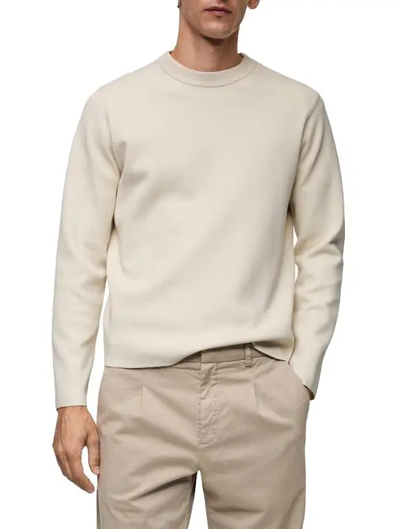 Mango Regular Fit Fine Knit Sweater - Ivory White