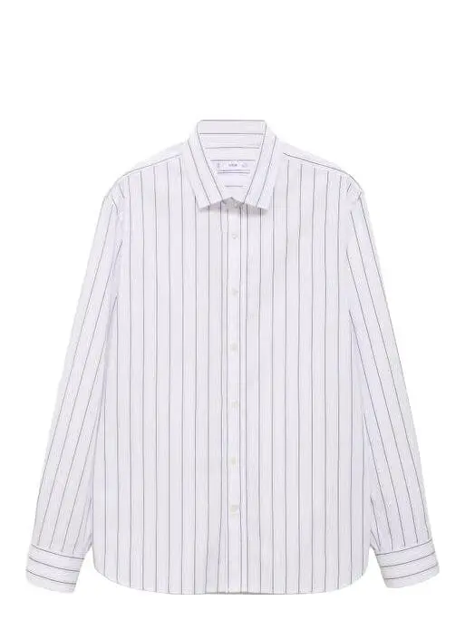 Mango Regular Fit Stripe Button-up Shirt - Violet