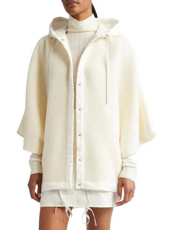 Moncler Hooded Virgin Wool & Cashmere Cape - Pastel Yellow