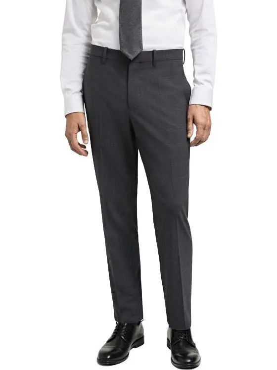 Mango Prince Of Wales Check Super Slim Fit Stretch Trousers - Medium Heather Grey