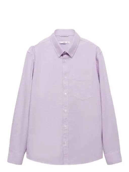 Mango Regular Fit Oxford Button-down Shirt - Violet