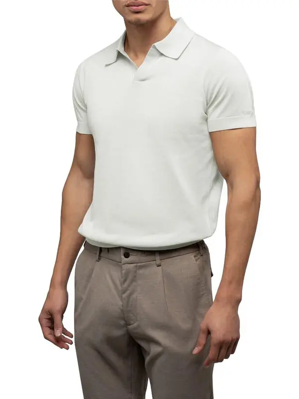 CUTS Istanbul Johnny Collar Cotton Bend Polo - Nimbus