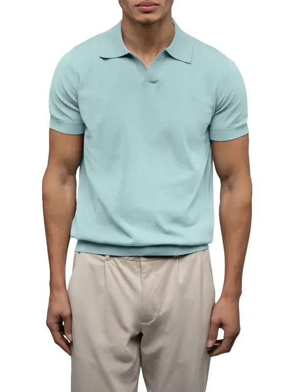 CUTS Istanbul Johnny Collar Cotton Bend Polo - Sterling Blue