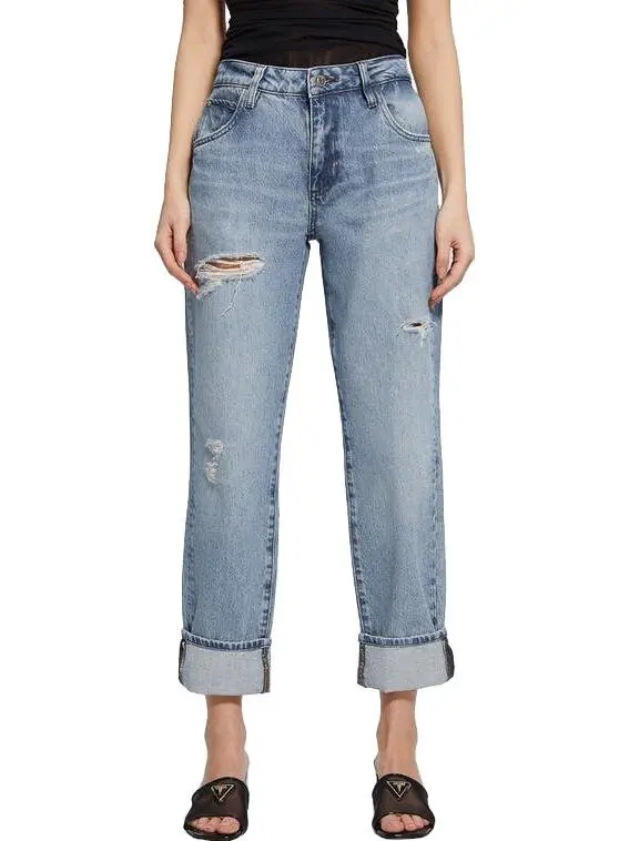 Guess High-rise Cuffed Boyfriend Jeans - Nonsense