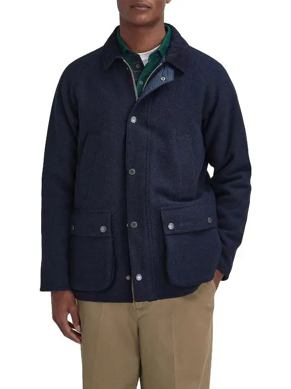 Barbour Bedale Wool Jacket - Navy/green