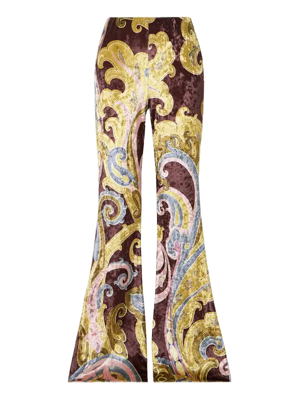 Etro Printed Stretch-chenille Flared Pants - Multi