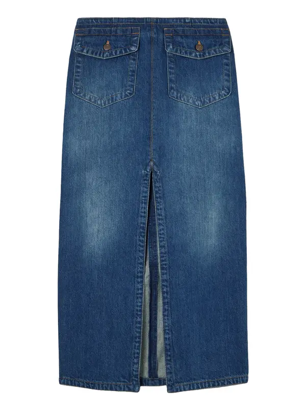 Chloé Organic Denim Midi Skirt - Blue